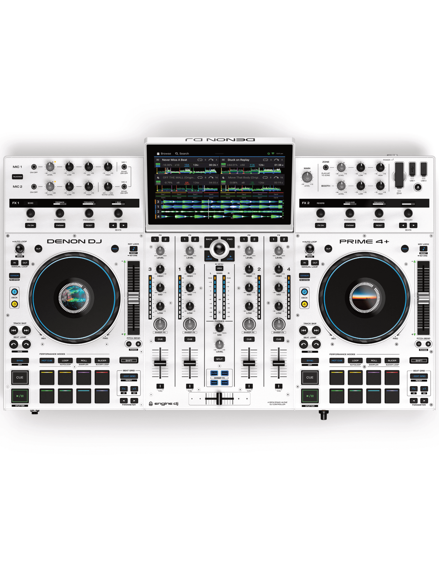 DENON PRIME 4+ White - DJ 4 Platinum Station